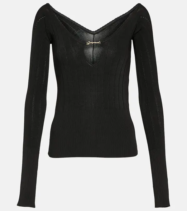 Jacquemus Le Haut Pralu Ribbed-knit Top - Black