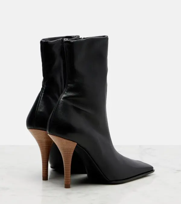 Alaïa Leather Ankle Boots - Black