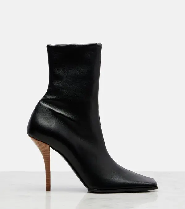 Alaïa Leather Ankle Boots - Black