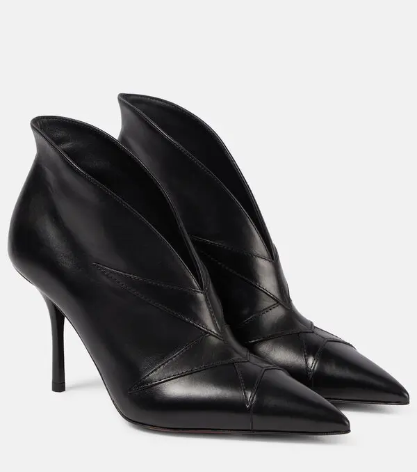 Alaïa Leather Ankle Boots - Black
