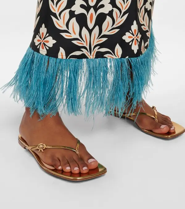 GIANVITO ROSSI Mirrored Leather Thong Sandals