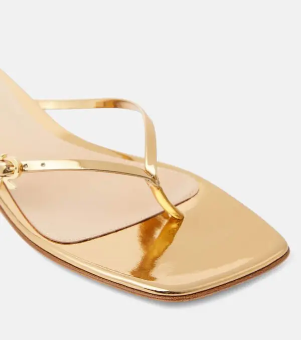 GIANVITO ROSSI Mirrored Leather Thong Sandals