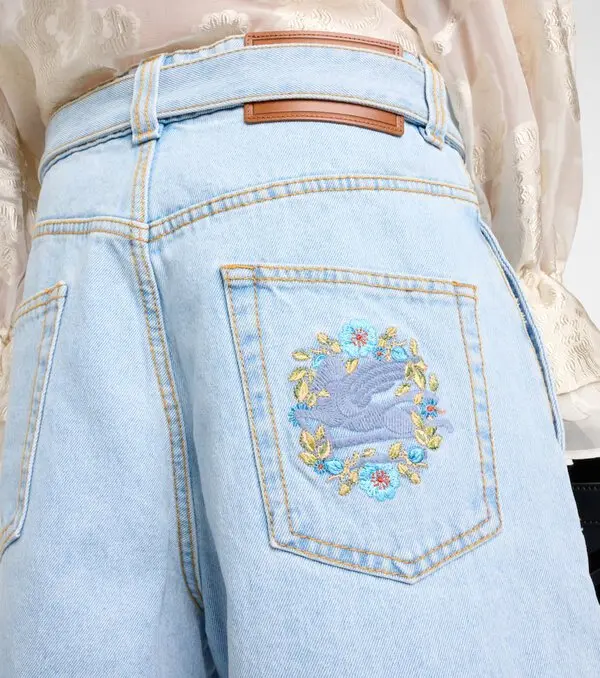 Etro Embroidered Denim Shorts