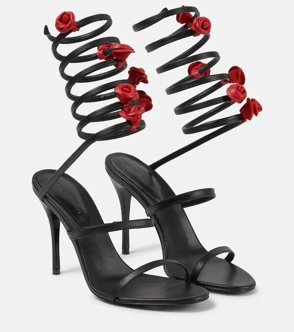 Magda Butrym Floral-appliqué Satin Sandals