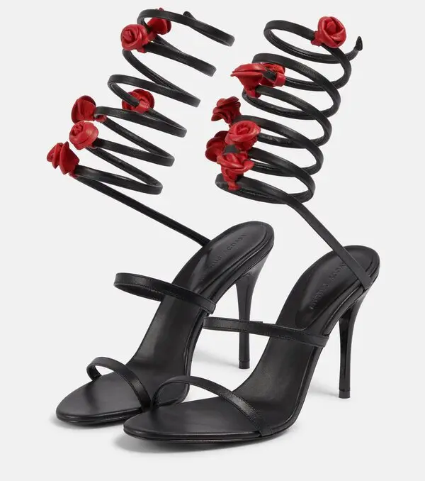 Magda Butrym Floral-appliqué Satin Sandals