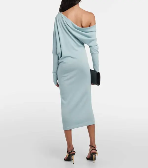 tom ford off shoulder dress Tom Ford - Off The Shoulder Knitted Dress in Cashmere Silk Black for Women