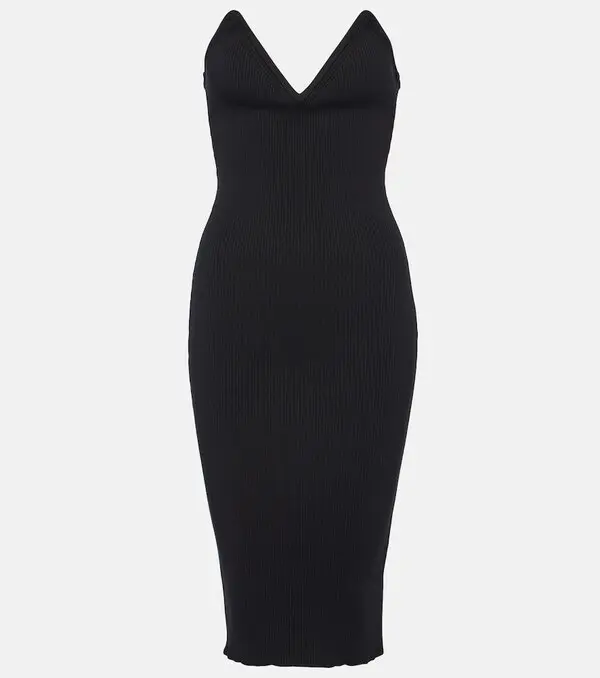 Coperni Bustier Knit Midi Dress - Black