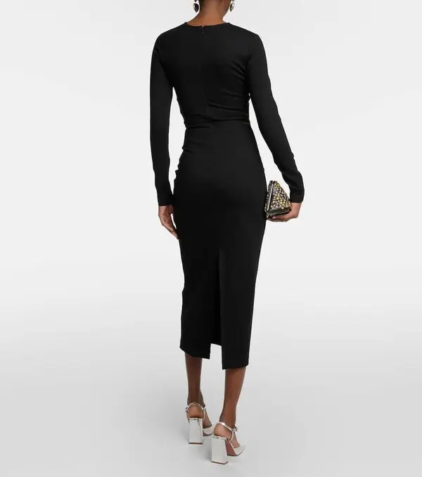area black claw midi dress AREA Crystal Claw Cutout Midi Dress in Black