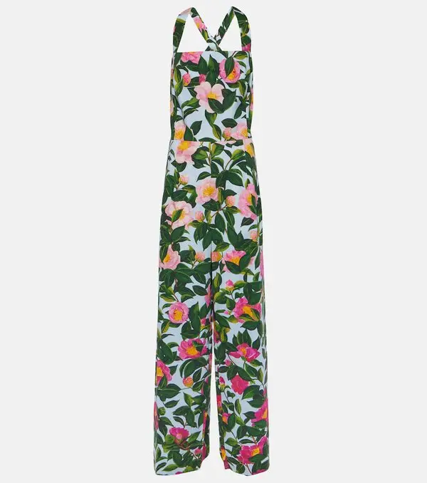 Oscar De La Renta Floral Cotton-blend Jumpsuit - Multicoloured