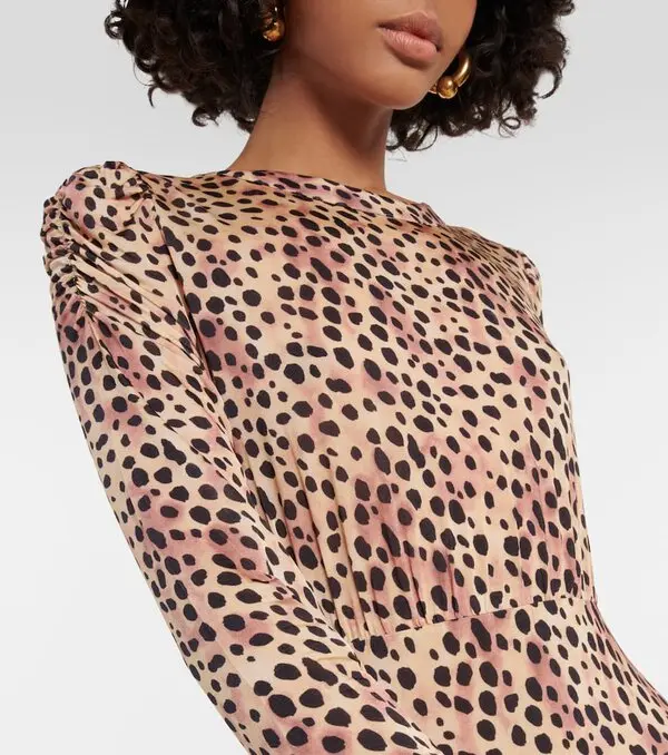 Rixo Cerise Leopard-print Midi Dress
