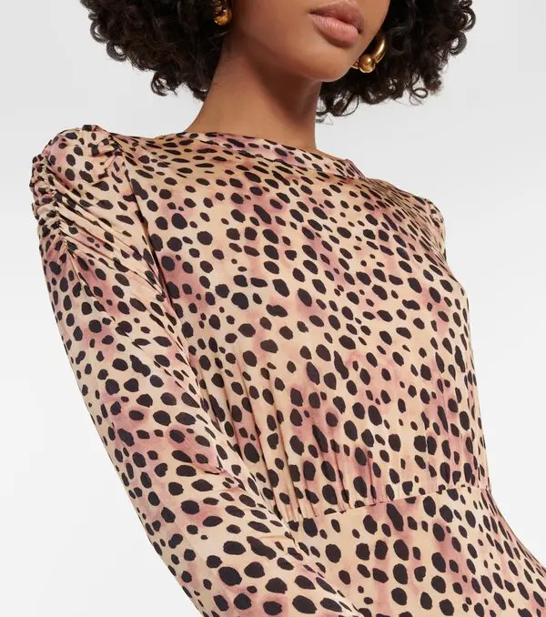 Rixo Cerise Leopard-print Midi Dress