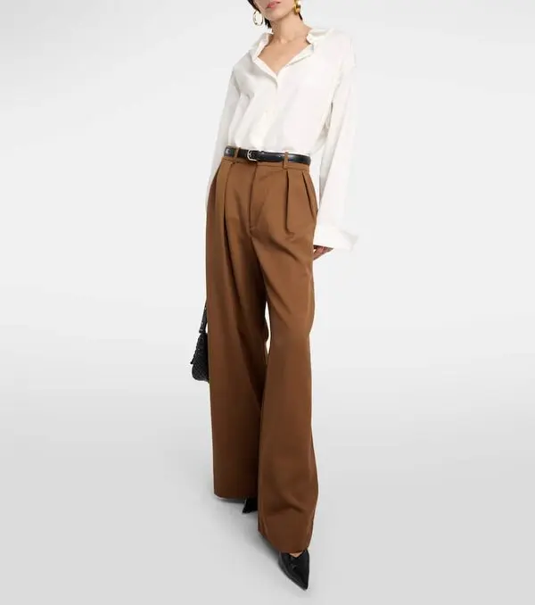 Wardrobe.NYC Low-rise Wide-leg Wool Pants - Brown