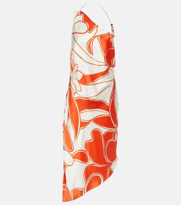 SIR. Ramona Printed Silk Midi Dress - Multicoloured