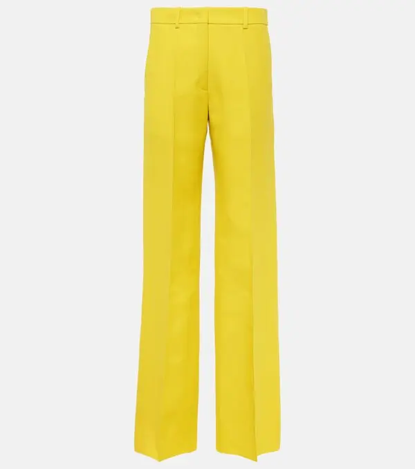 Valentino Garavani Crêpe Couture High-rise Straight Pants - Yellow