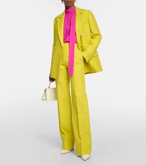 Valentino Garavani Crêpe Couture High-rise Straight Pants - Yellow