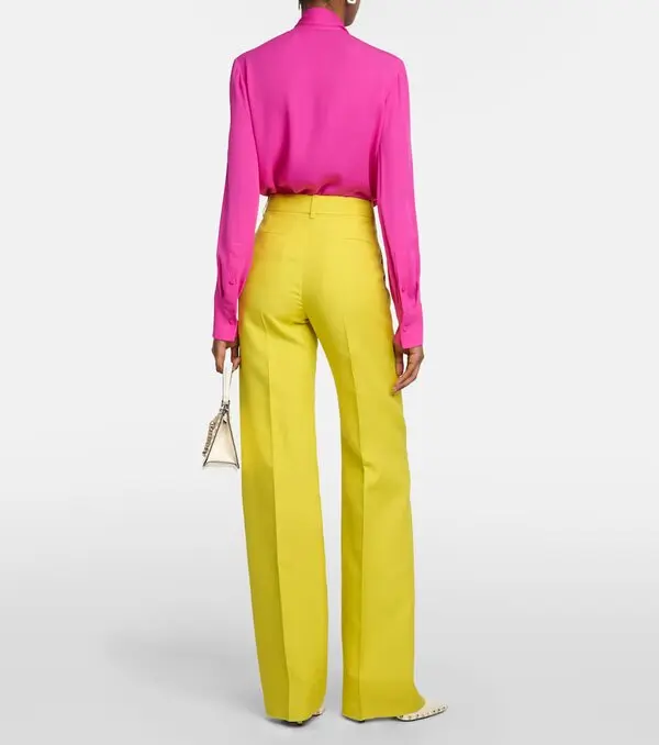 Valentino Garavani Crêpe Couture High-rise Straight Pants - Yellow
