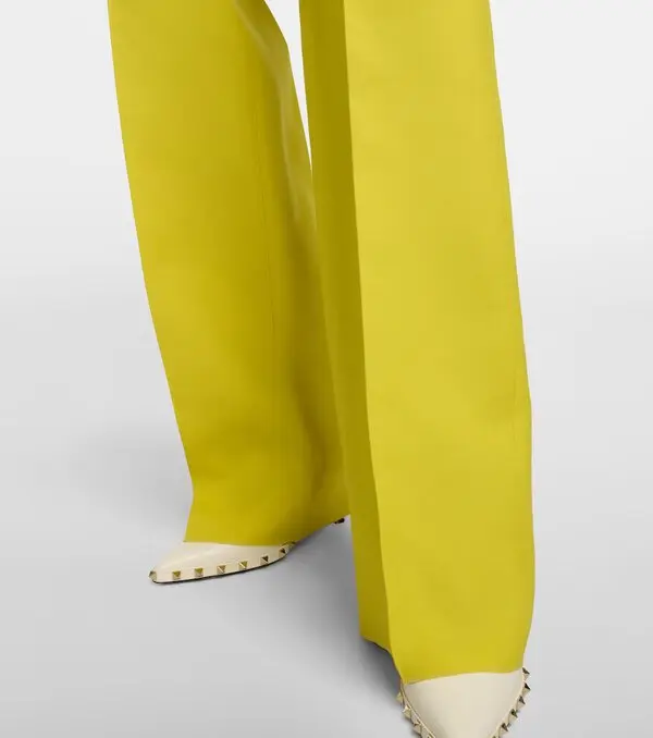 Valentino Garavani Crêpe Couture High-rise Straight Pants - Yellow