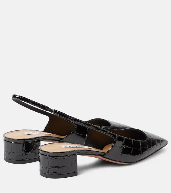 AQUAZZURA Ginza Patent Leather Slingback Pumps - Black