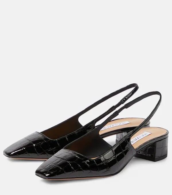 AQUAZZURA Ginza Patent Leather Slingback Pumps - Black