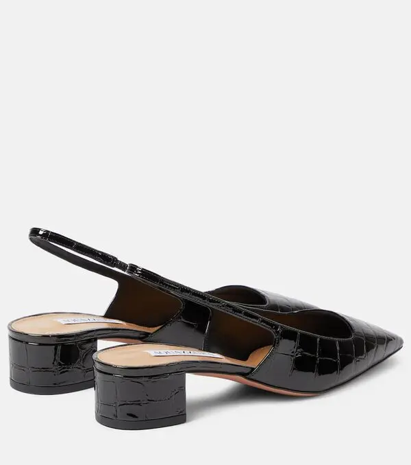 AQUAZZURA Ginza 35 Leather Slingback Pumps - Black