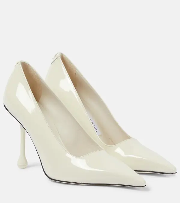 JIMMY CHOO Ixia 95 Patent Leather Pumps - White