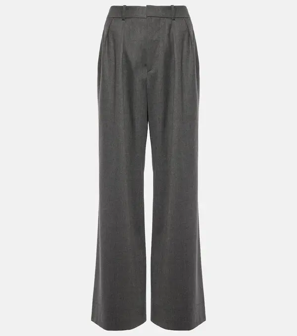 Wardrobe.NYC Low-rise Wide-leg Flannel Pants - Grey