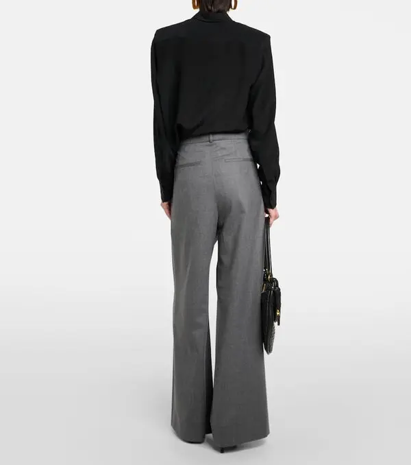 Wardrobe.NYC Low-rise Wide-leg Flannel Pants - Grey