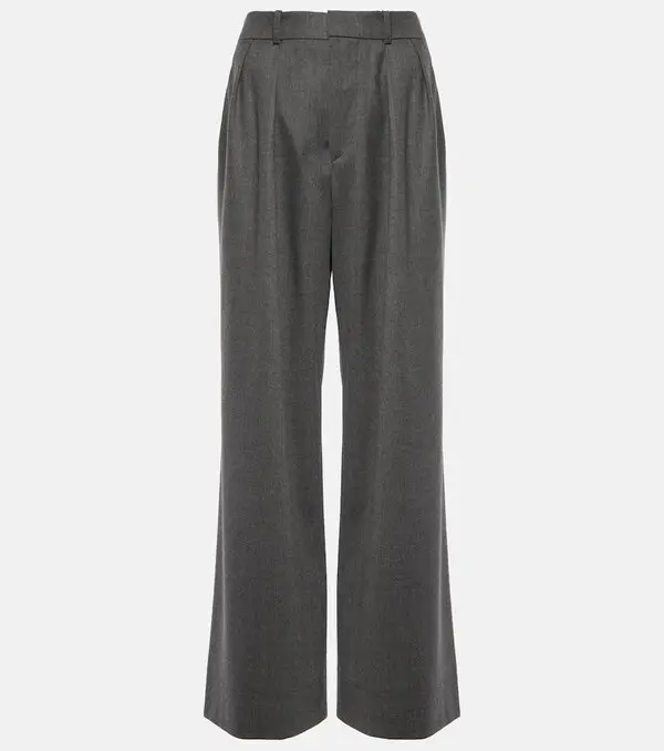 Wardrobe.NYC Low-rise Wide-leg Flannel Pants - Grey