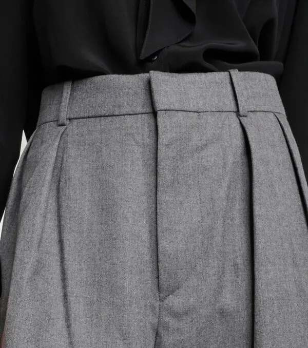 Wardrobe.NYC Low-rise Wide-leg Flannel Pants - Grey