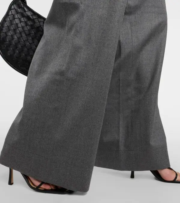 Wardrobe.NYC Low-rise Wide-leg Flannel Pants - Grey
