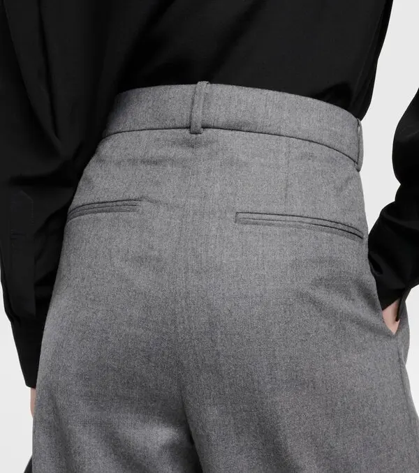 Wardrobe.NYC Low-rise Wide-leg Flannel Pants - Grey