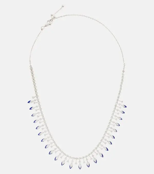 KAMYEN Marquise Diamond And Enamel Choker - Blue