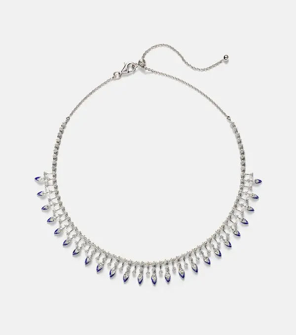 KAMYEN 18kt White Gold And Diamond Choker With Enamel - Silver