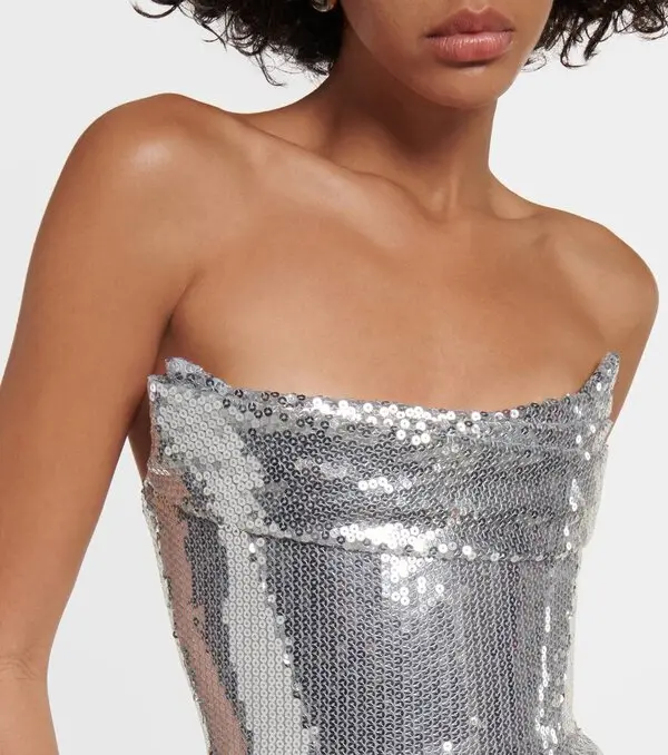 alex perry silver dress Alex Perry Sequin Portrait Gown