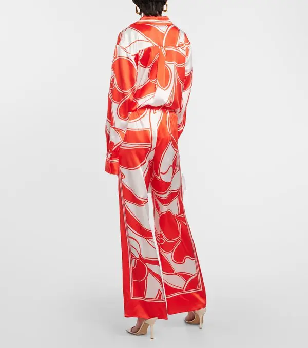 SIR. Ramona Printed Silk Satin Pants