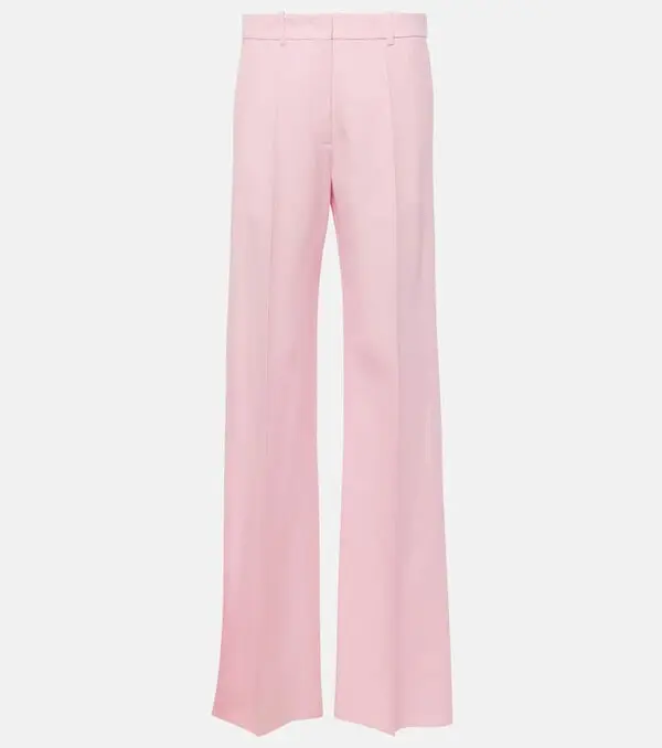 Valentino Garavani Wool And Silk Wide-leg Pants - Pink