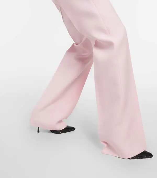 Valentino Garavani Wool And Silk Wide-leg Pants - Pink