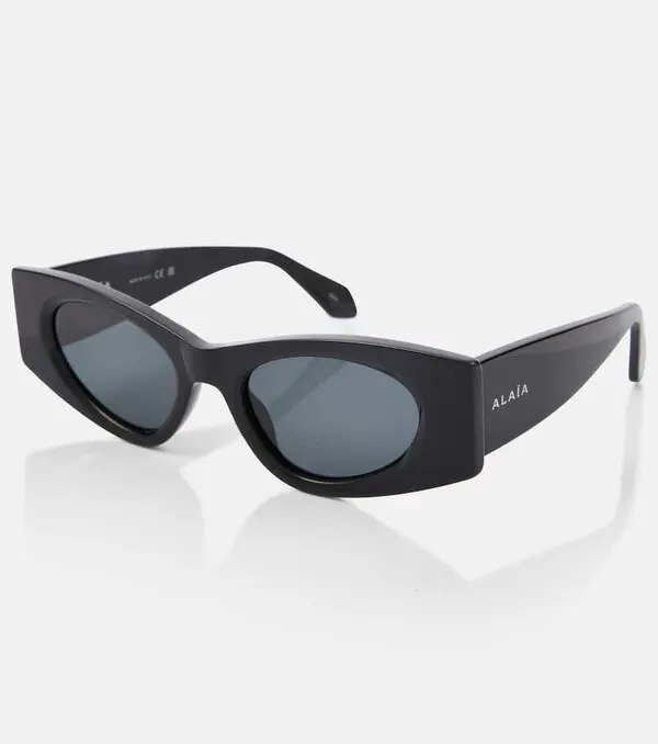Alaïa Logo Oval Sunglasses - Black