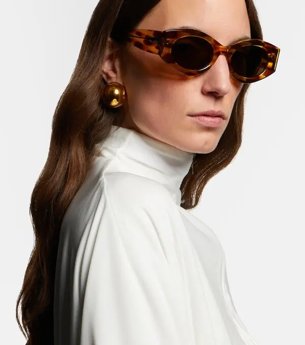 Alaïa Oval Logo Sunglasses - Yellow