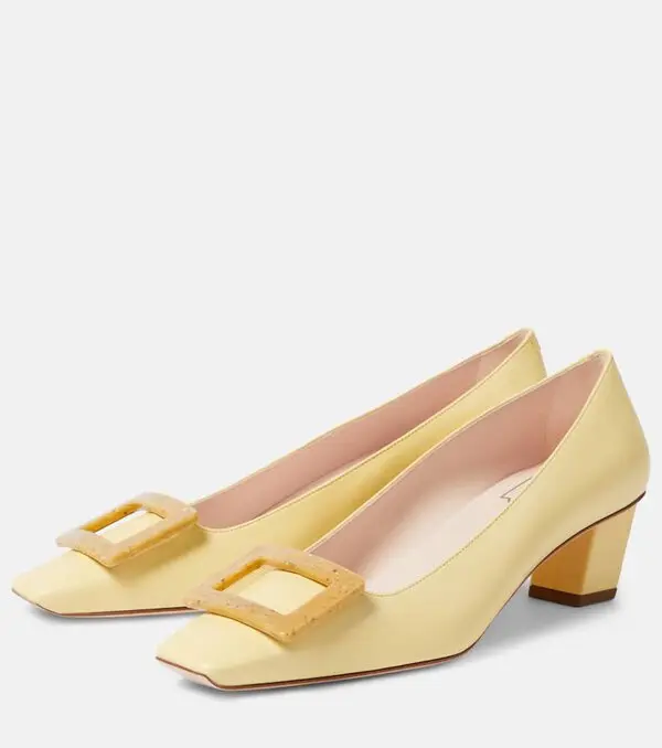 ROGER VIVIER Belle Vivier 45 Leather Pumps - Yellow