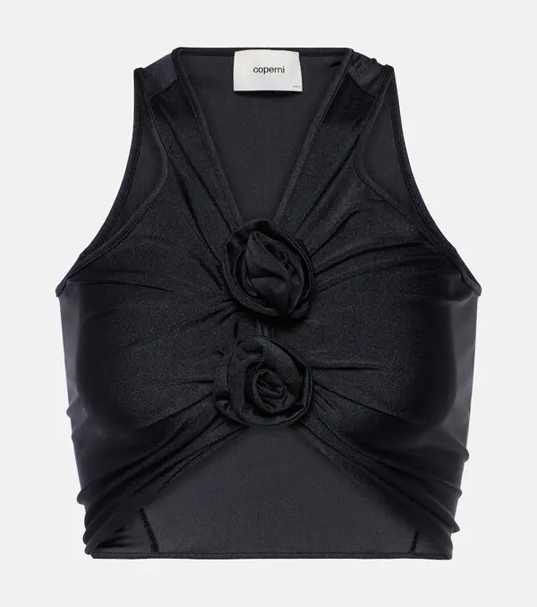 Coperni Floral Jersey Top - Black