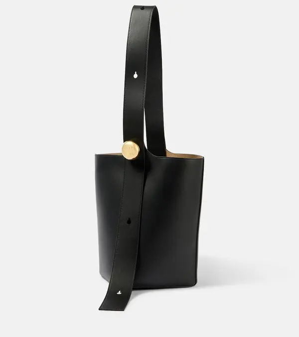 Loewe Pebble Medium Leather Bucket Bag - Black