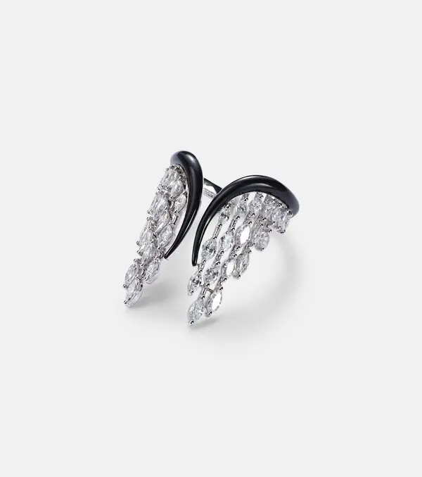 KAMYEN Angel Wings 18kt Gold Ring With Diamonds - Silver