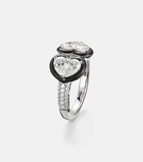 KAMYEN Twin Heart 18kt White Gold Diamond Ring