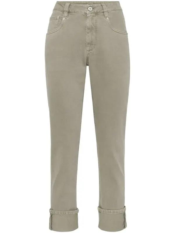 Brunello Cucinelli Monili-chain Mid-rise Straight-leg Jeans - Green