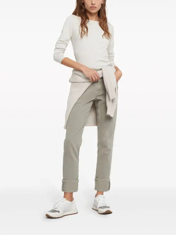 Brunello Cucinelli Monili-chain Mid-rise Straight-leg Jeans - Green