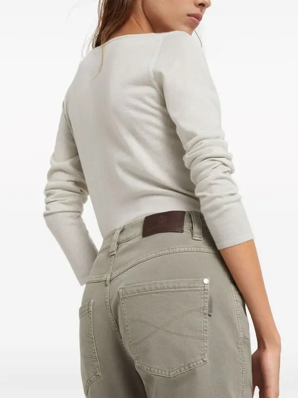 Brunello Cucinelli Monili-chain Mid-rise Straight-leg Jeans - Green