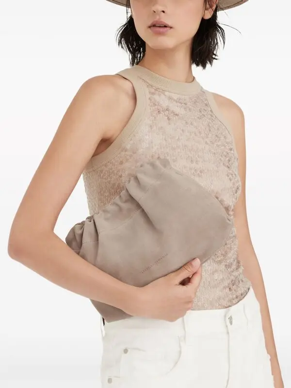 Brunello Cucinelli Suede Drawstring Shoulder Bag