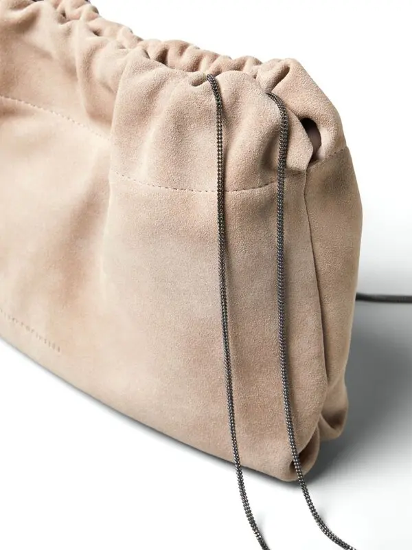 Brunello Cucinelli Suede Drawstring Shoulder Bag