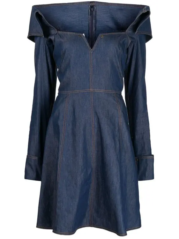 SAIID KOBEISY Bonded-seam Denim Minidress